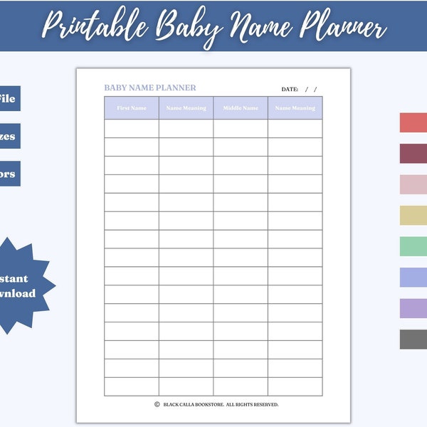 Baby Name Planner - Etsy
