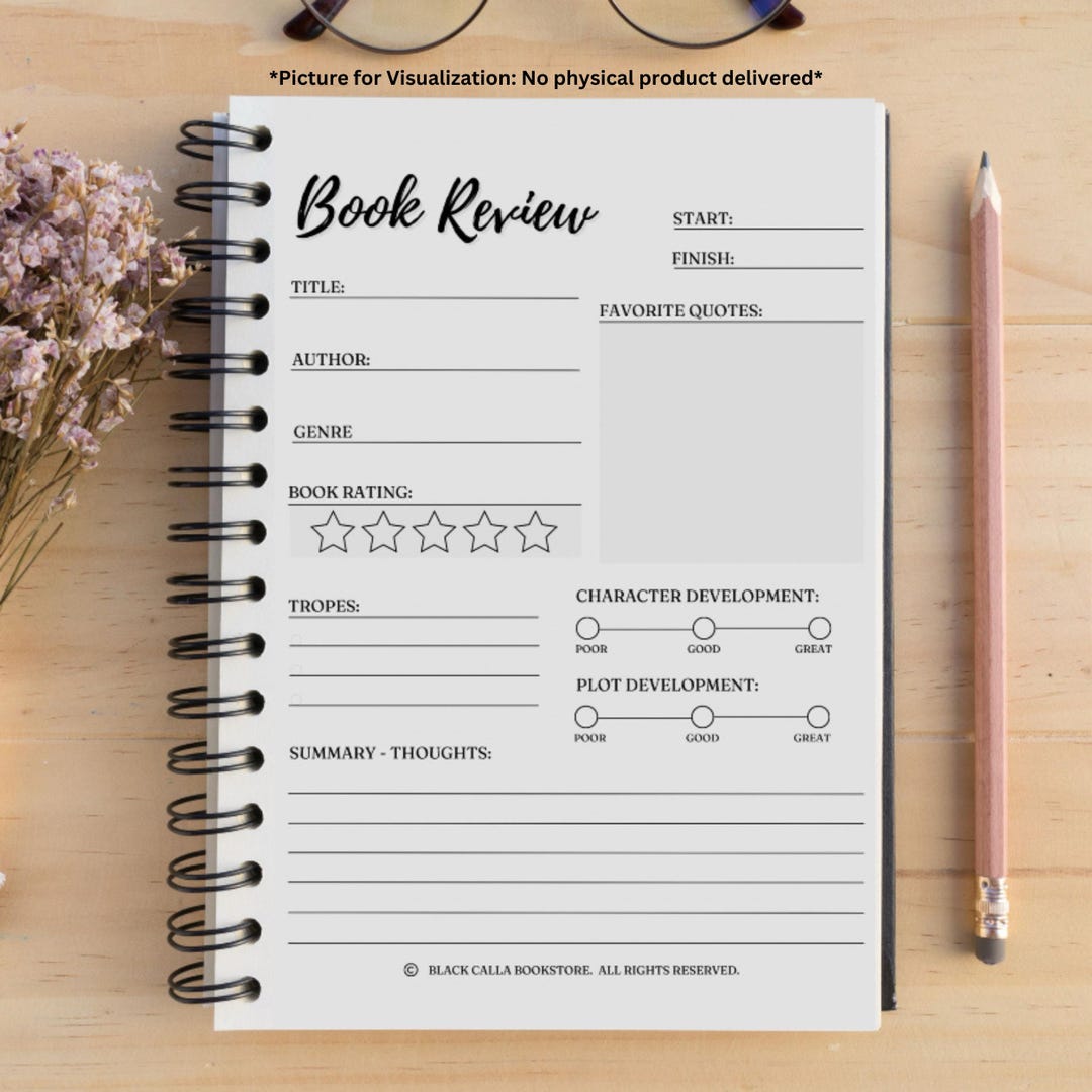 Reading Journal – Book Review Tracker, Reading Log (PDF Download) - Etsy
