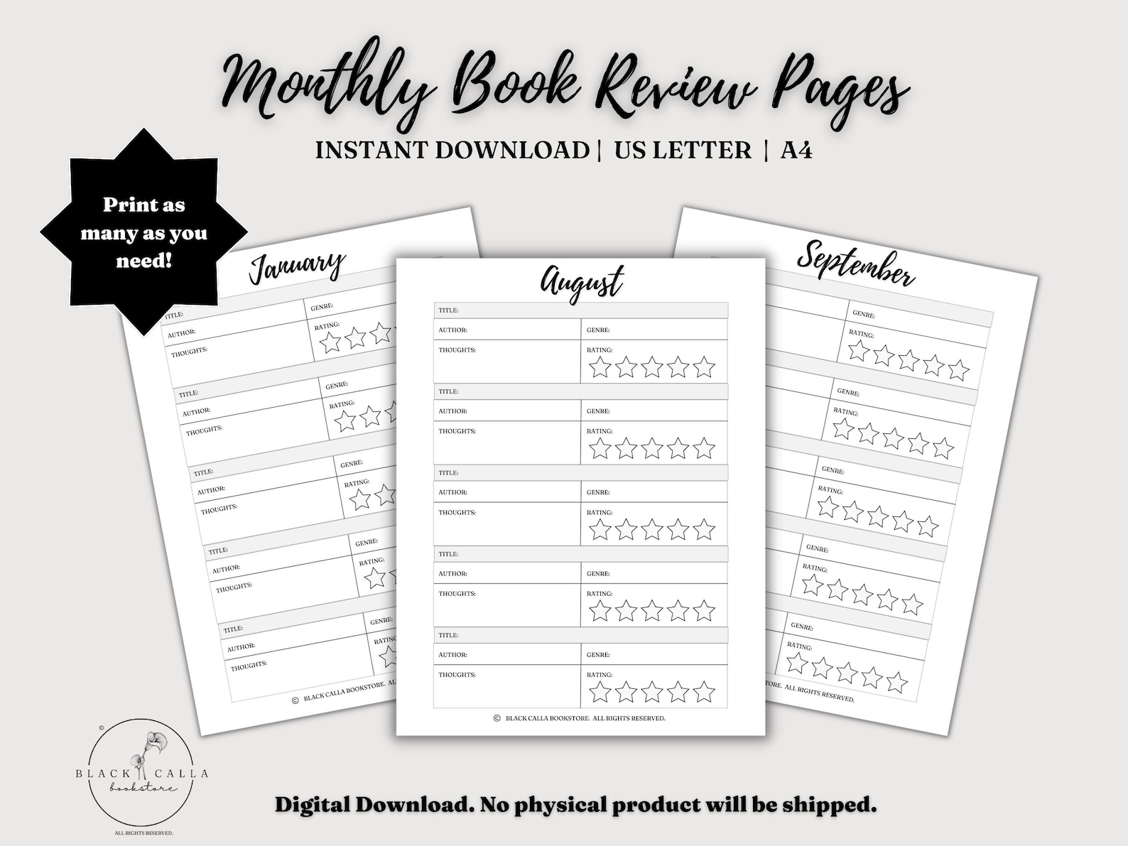 Book Journal Printable – Reading Tracker, Book Review (PDF Download) - Etsy