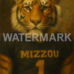 Mizzou Tiger Football Mascot Oil Painting – College Team Wall Art ...