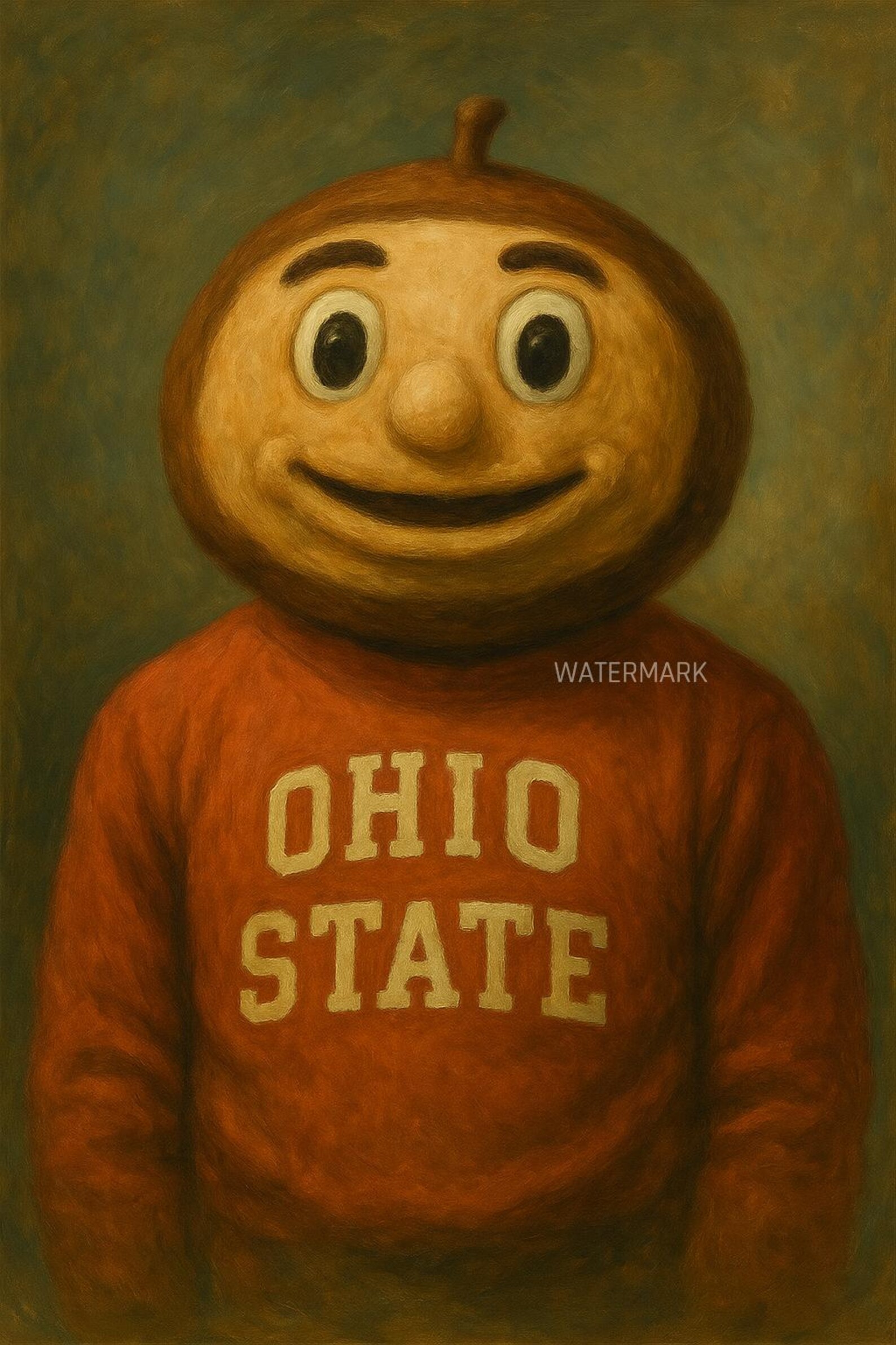 Brutus Buckeye Oil Painting Art Print – OSU Mascot Portrait (digital ...