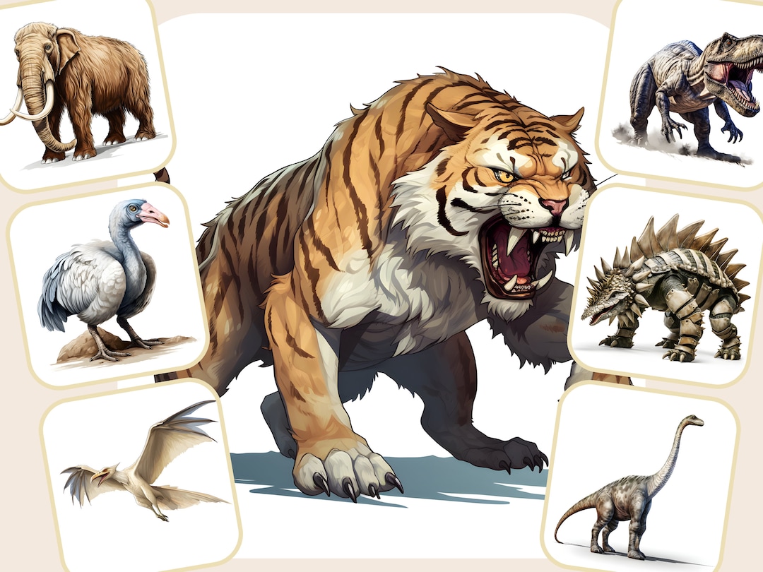 54 Prehistoric Creatures Watercolor Clipart High Quality, Detailed ...