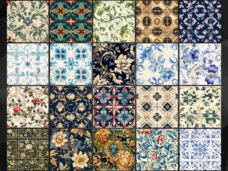 100 Victorian Elegance Patterns Seamless Designs for Fabrics, Wallpaper ...