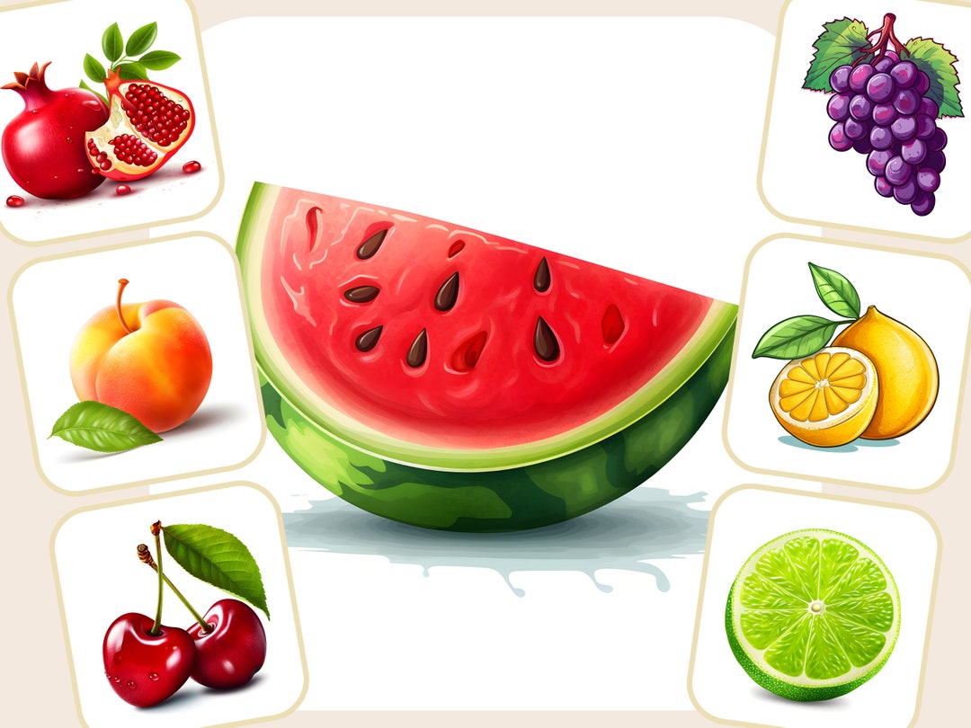 54 Fruits Clipart Bundle Watercolor Fruit Illustrations Nutrition ...