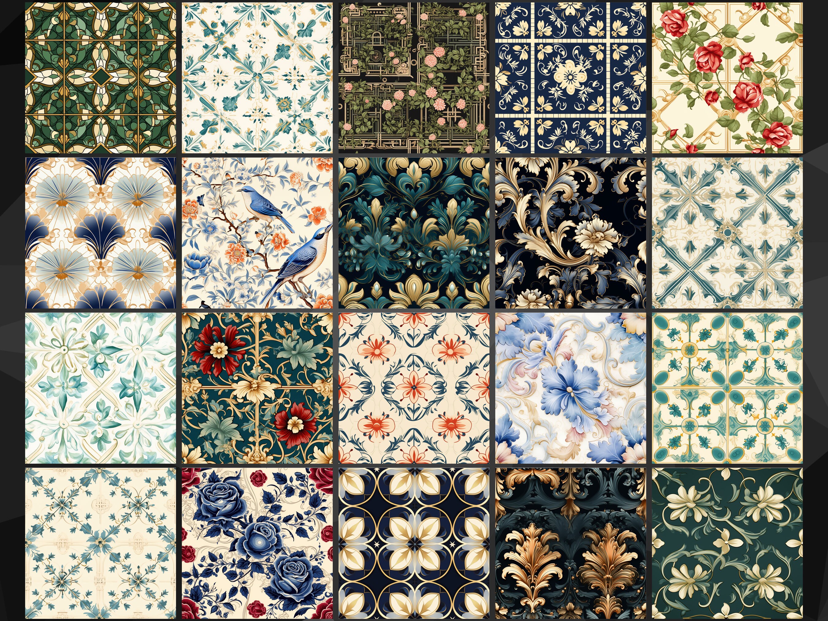 100 Victorian Elegance Patterns Seamless Designs for Fabrics, Wallpaper ...