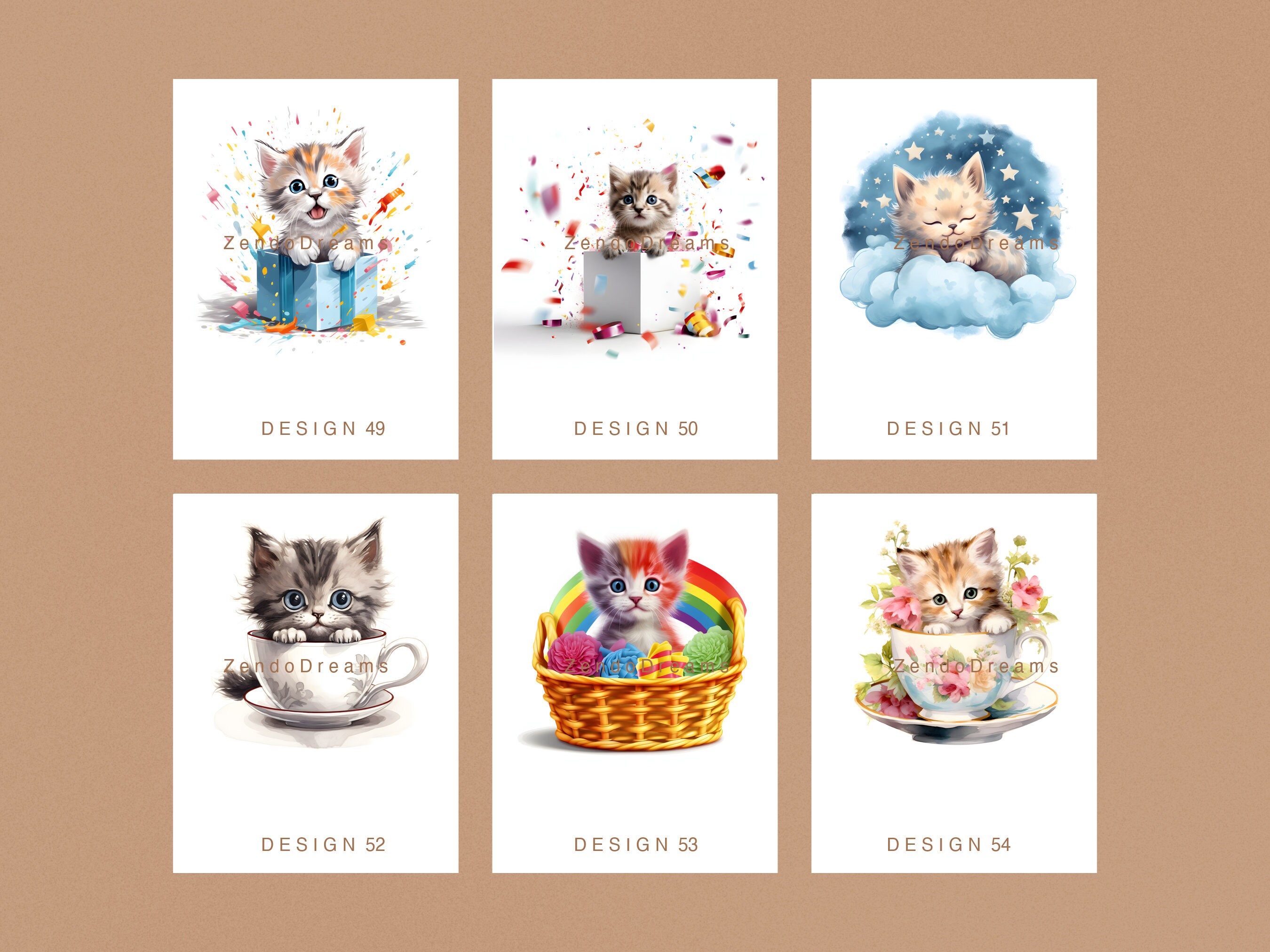 54 Kitten Clipart Bundle Adorable Watercolor Kittens Ideal - Etsy
