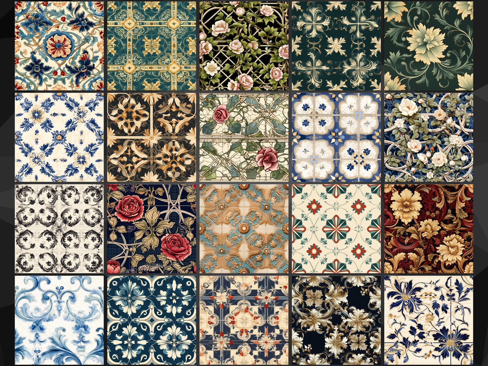 100 Victorian Elegance Patterns Seamless Designs for Fabrics, Wallpaper ...