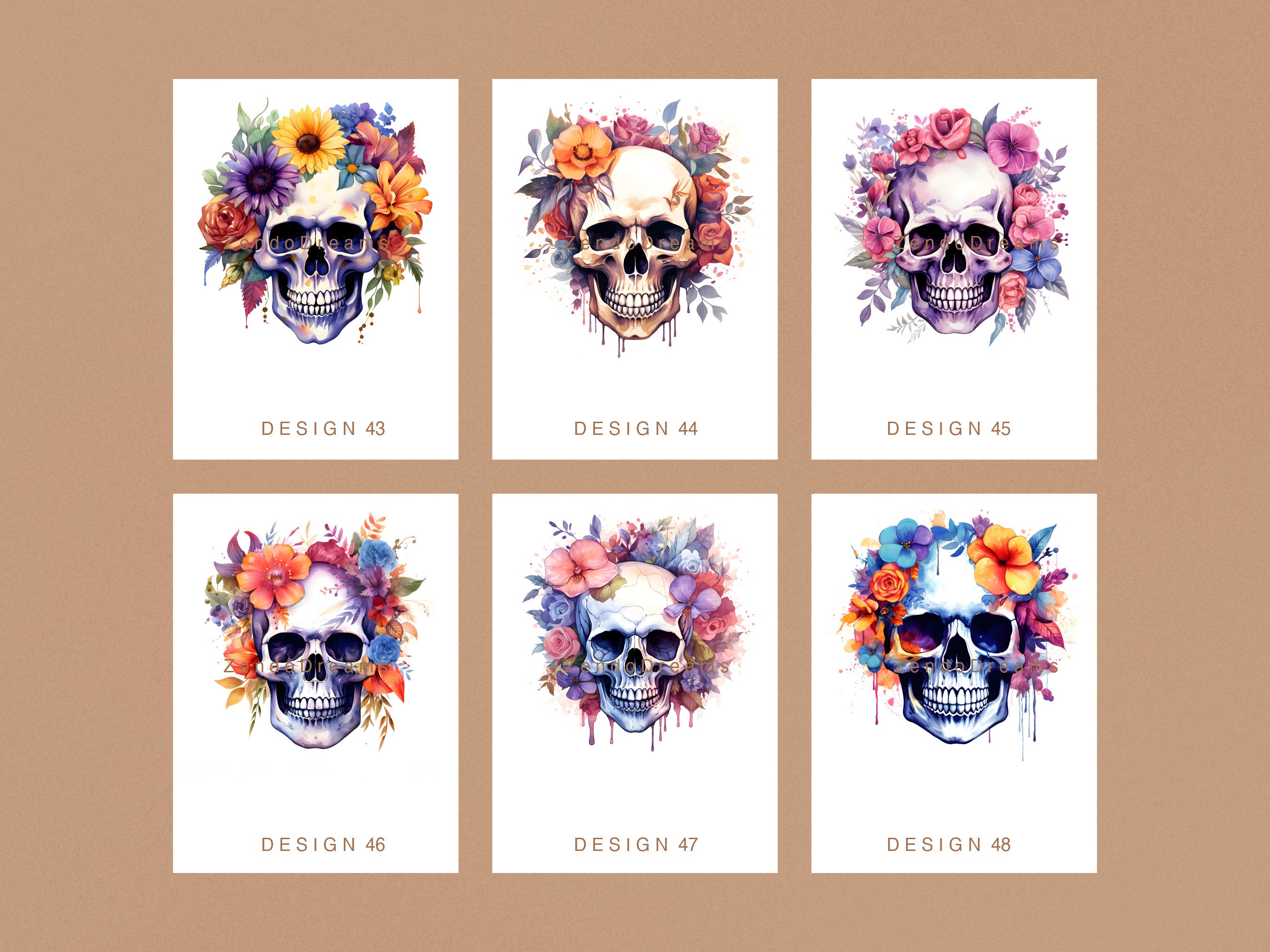 54 Watercolor Skull Clipart High-resolution Images Perfect - Etsy