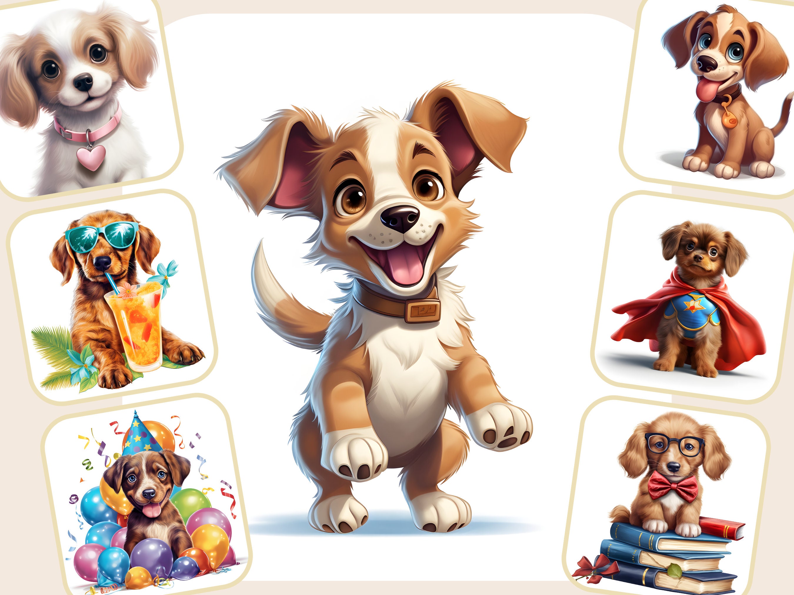54 Watercolor Puppy Clipart Bundle Adorable Dog Illustrations High-res ...