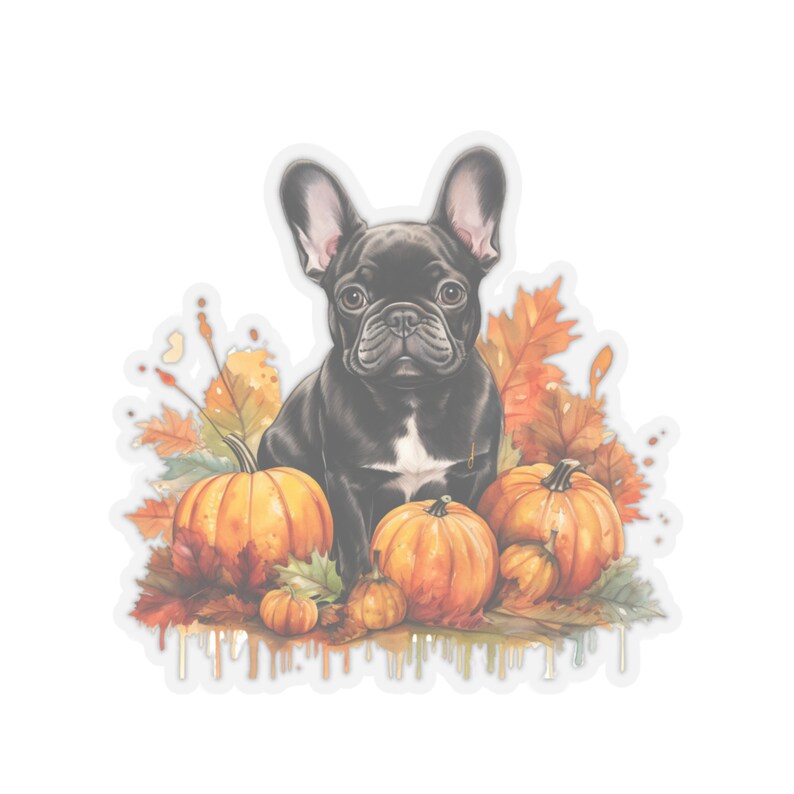 French Bull Dog Frenchie Sticker Autumn Art Fall Dog Art - Etsy