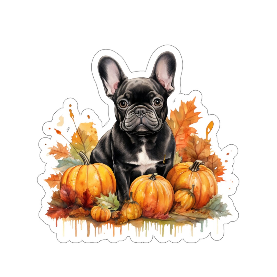 French Bull Dog Frenchie Sticker Autumn Art Fall Dog Art - Etsy
