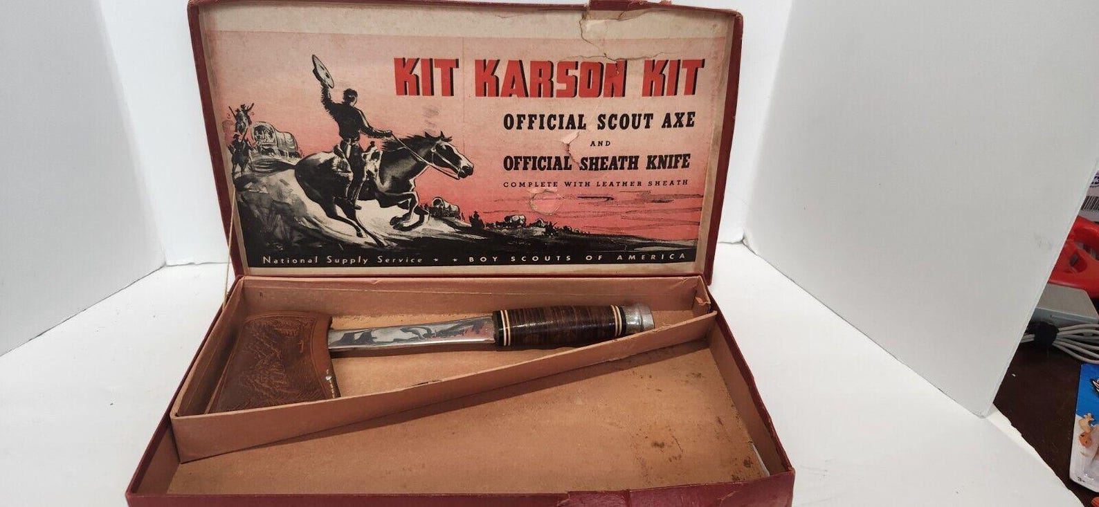 Boy Scouts of America Kit Karson Kit Kabar Hatchet Box Embossed Leather ...