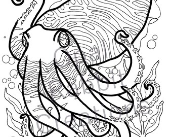 Cute Cuttle Fish Coloring Pages