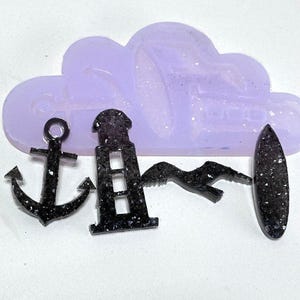 4 Pc Crystal Silicone Mold Set - Seagull, Anchor, Lighthouse, Surfboard ...