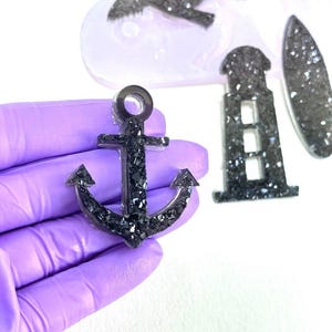 4 Pc Crystal Silicone Mold Set - Seagull, Anchor, Lighthouse, Surfboard ...