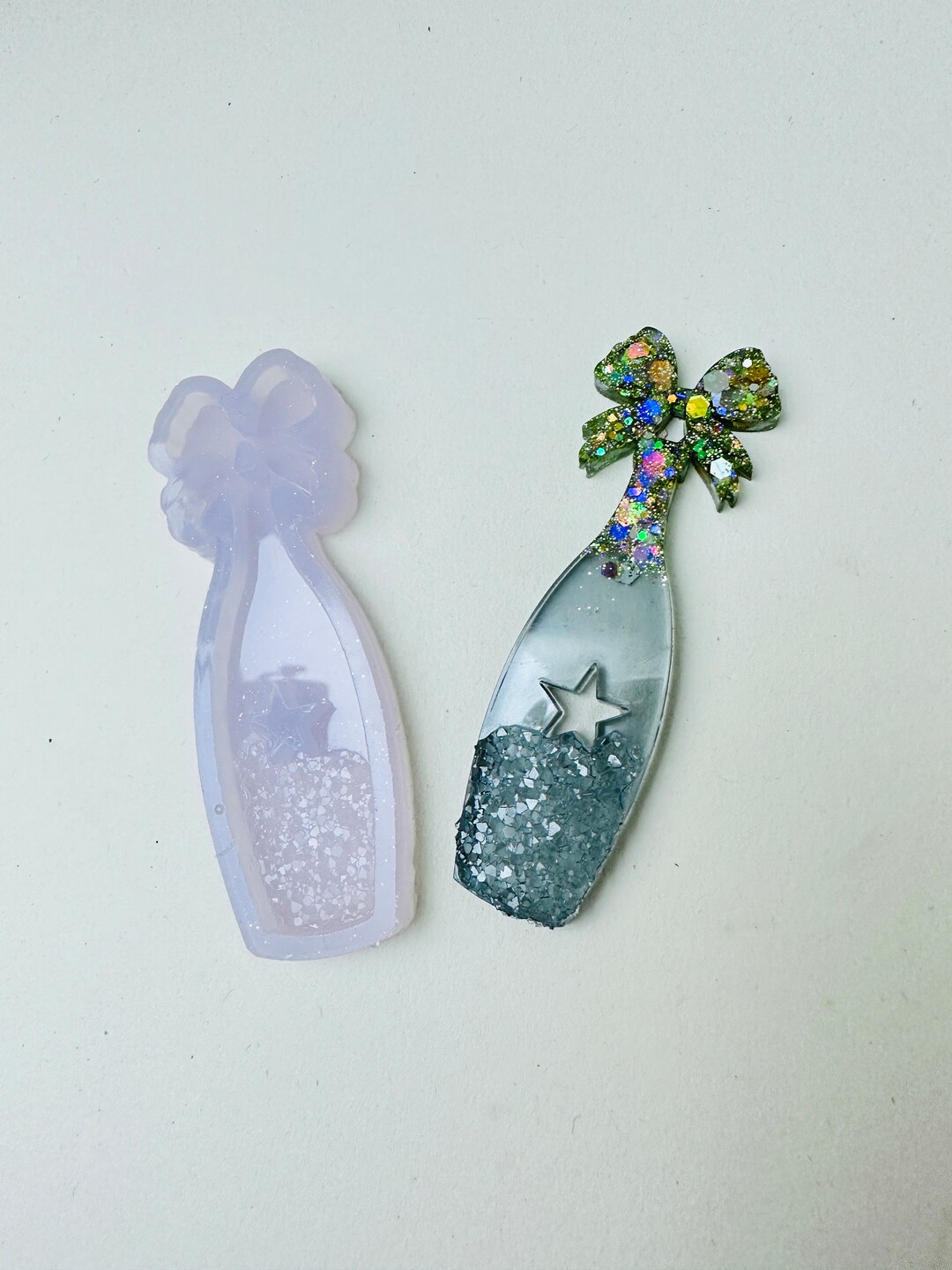 Small Crystal Champagne Bottle Mold - DIY Holiday Decor Resin Silicone ...