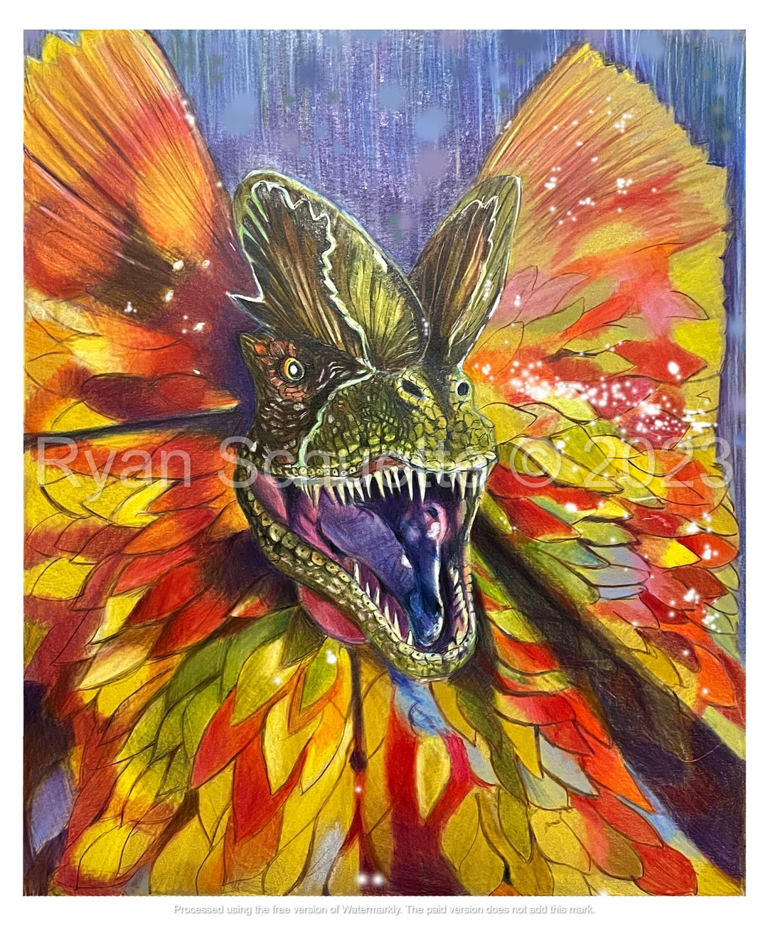 Dilophosaurus - Digital Art Download | Dinosaur Art, Jurassic Dinosaur ...