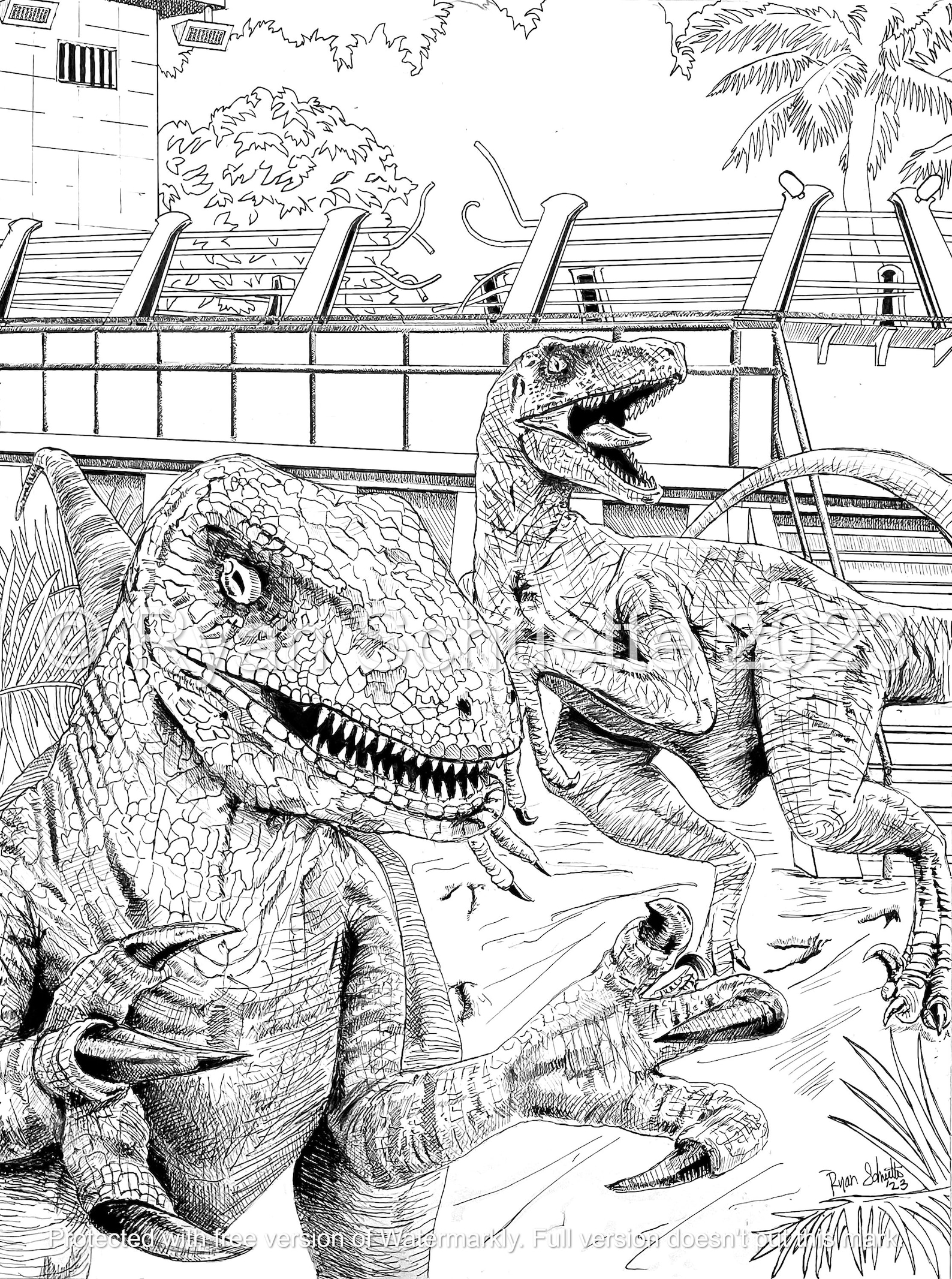 Jurassic Park Velociraptor | Jurassic World Coloring | Printable Adult ...