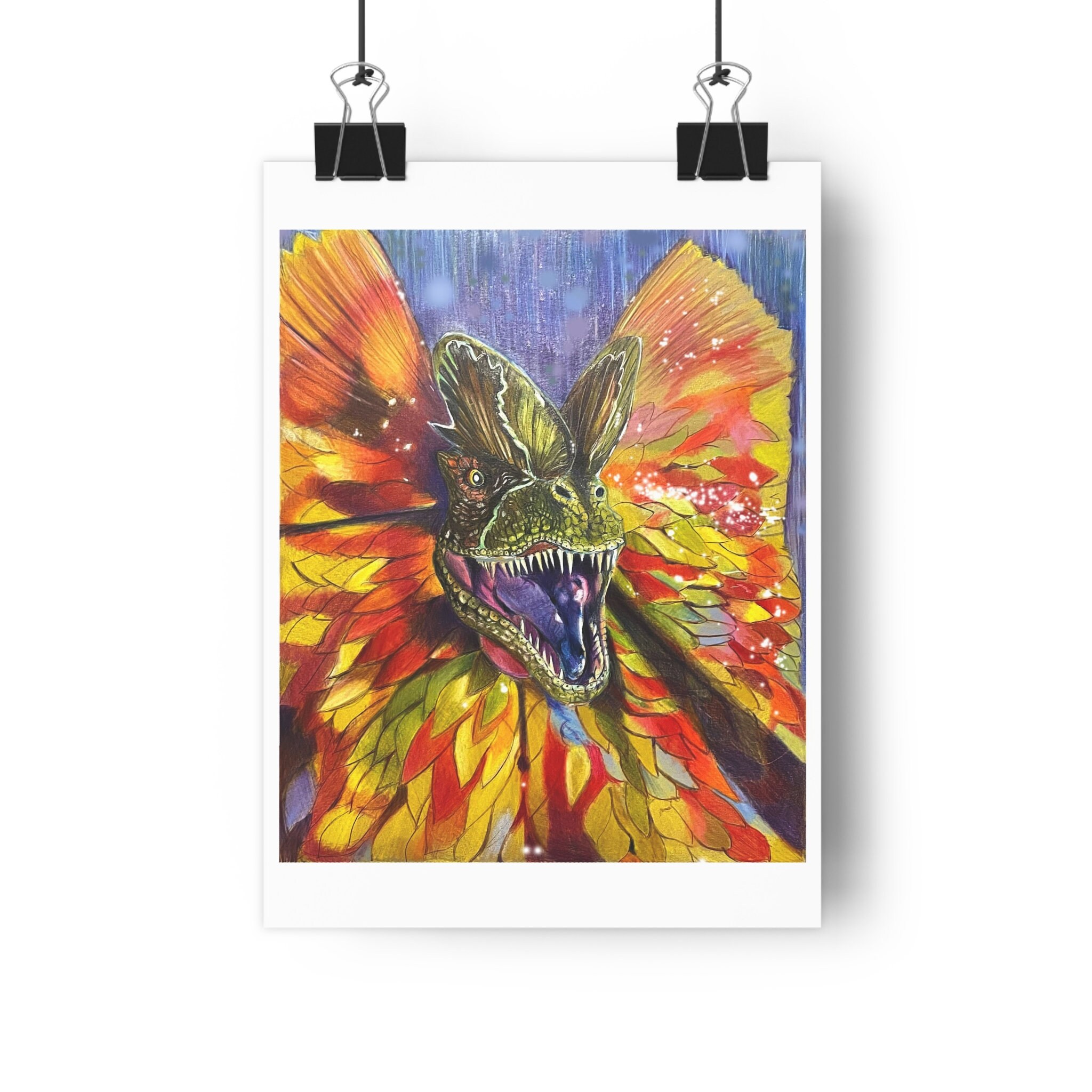 Dilophosaurus Fine Art Print Dinosaur Art, Jurassic Dinosaur Art, Wall ...