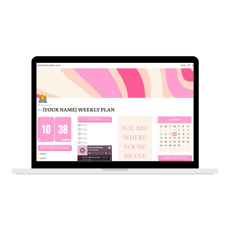 Notion Template Pink - Etsy