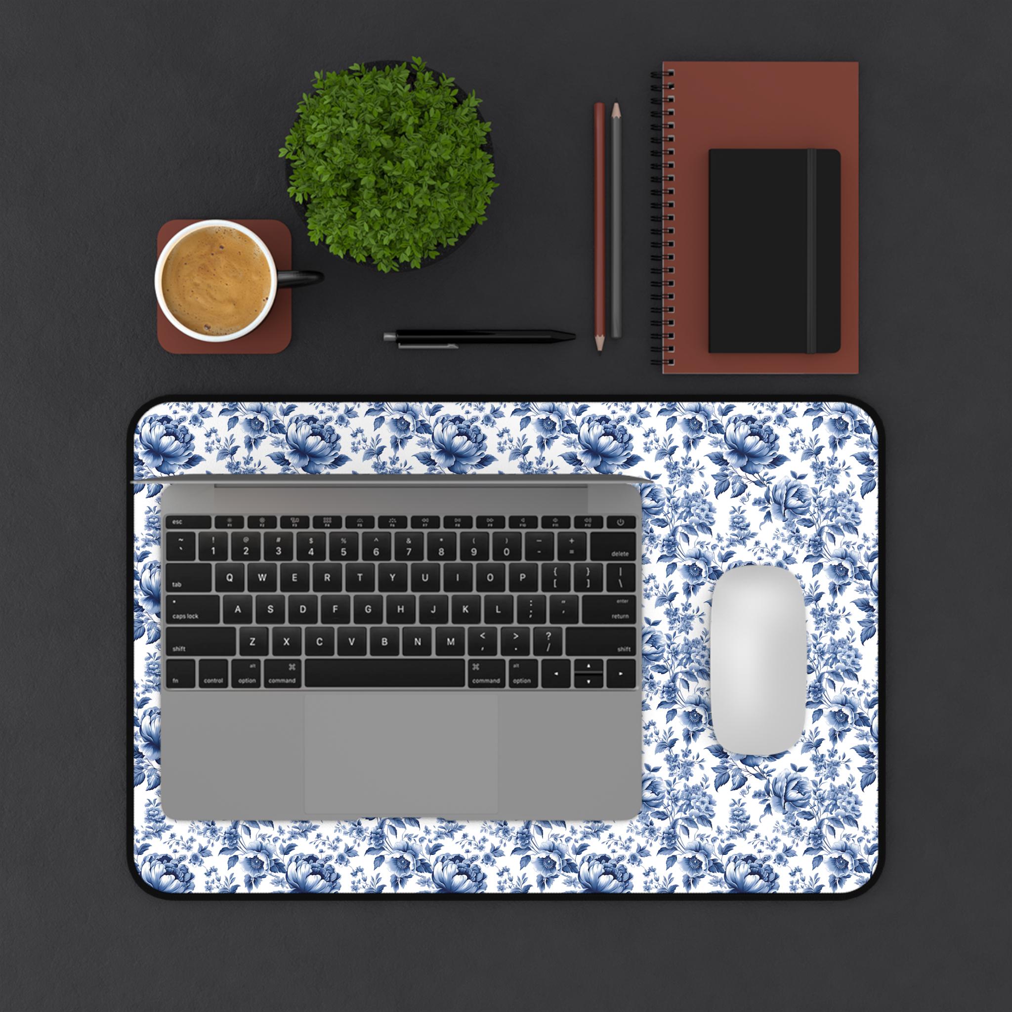 Toile De Jouy Desk Mat | Floral Office Accessories | Large Mousepad ...