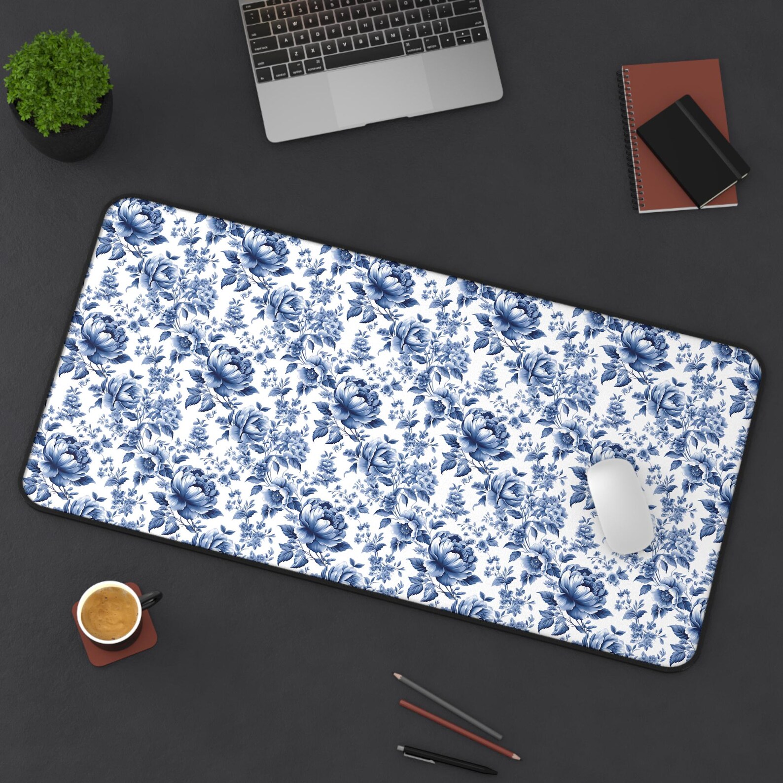 Toile De Jouy Desk Mat | Floral Office Accessories | Large Mousepad ...