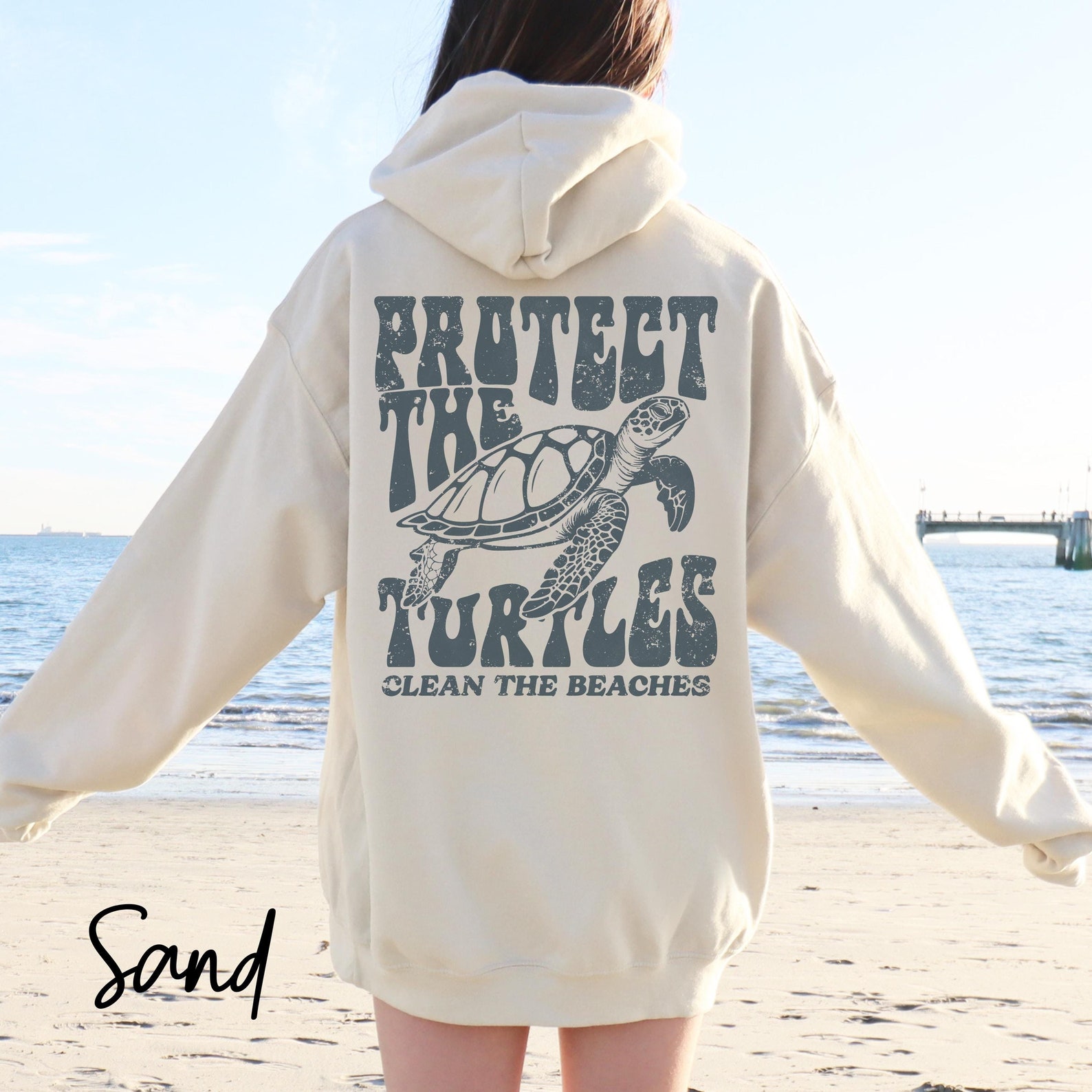 Environmental Themed Hoodie | Distressed Turtle Design Top | Earth Day ...