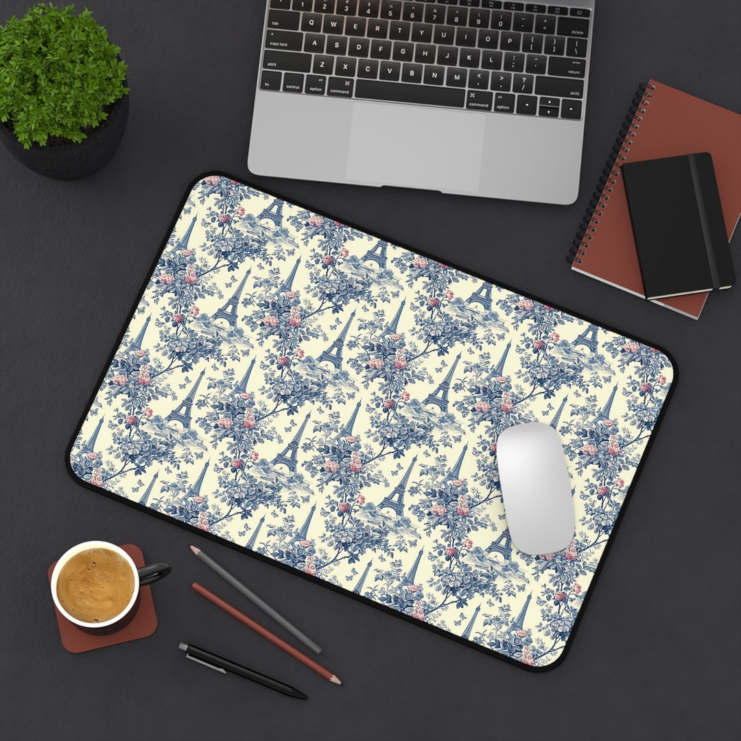 Toile De Jouy Desk Mat, Office Desk Pad, Aesthetic Desk Mat, Birthday ...