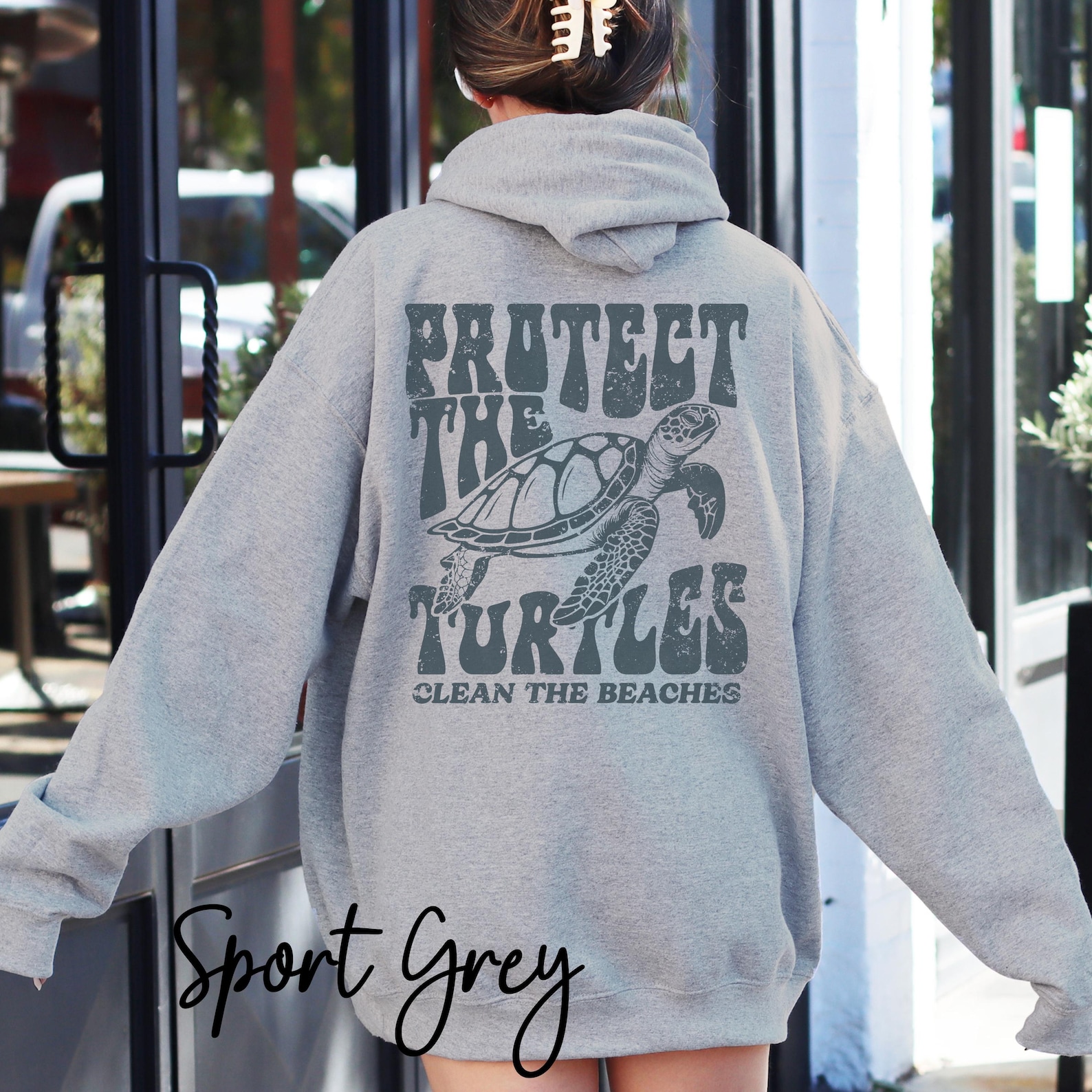 Environmental Themed Hoodie | Distressed Turtle Design Top | Earth Day ...