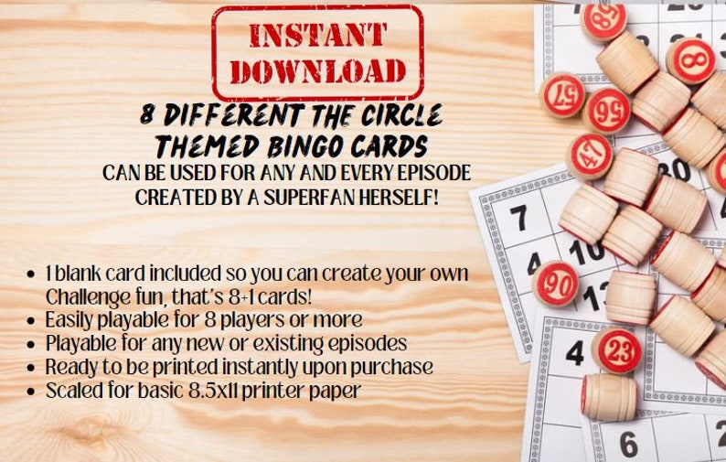 The Circle Bingo - Play as You Watch! Printable Bingo Game! - Etsy