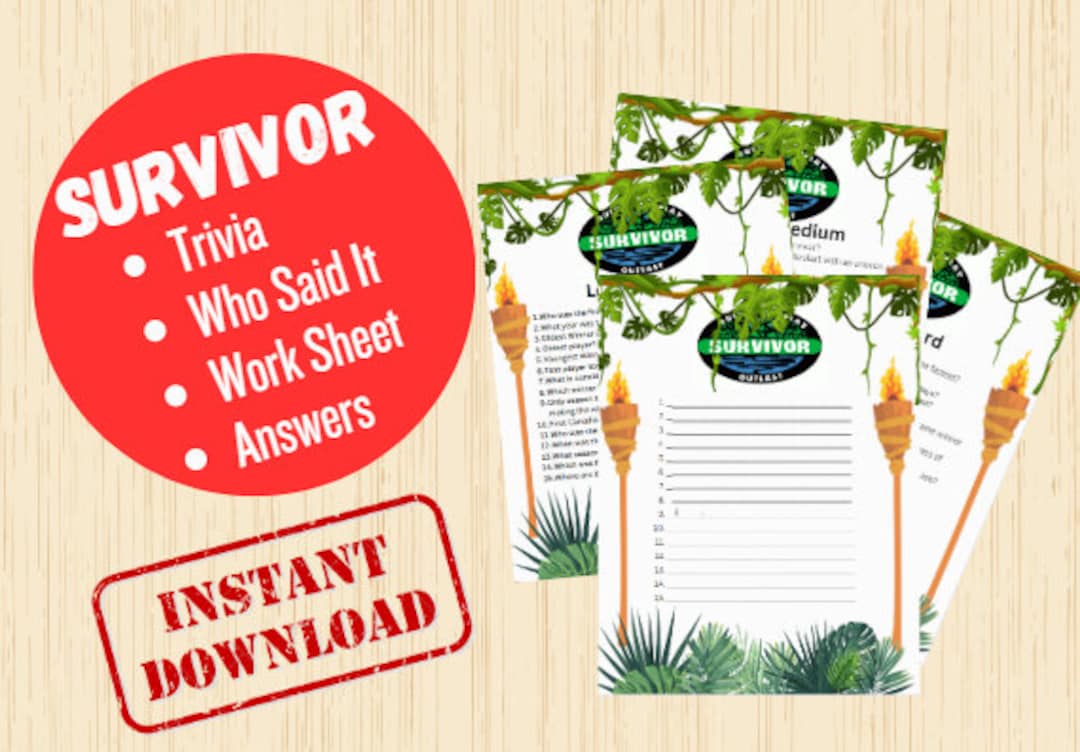 Survivor Trivia and Who Said It Activity Sheets! Printable Activity ...