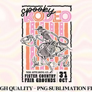 Vintage Halloween Rodeo Poster, Western Halloween Spooky Skeleton ...