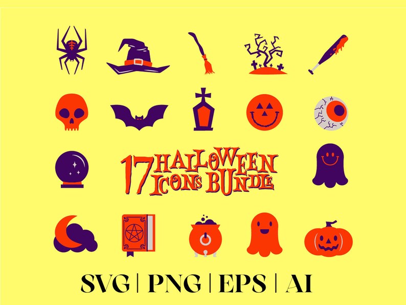 Halloween Clipart Bundle Png, Halloween Clipart Bundle Svg, 18 ...