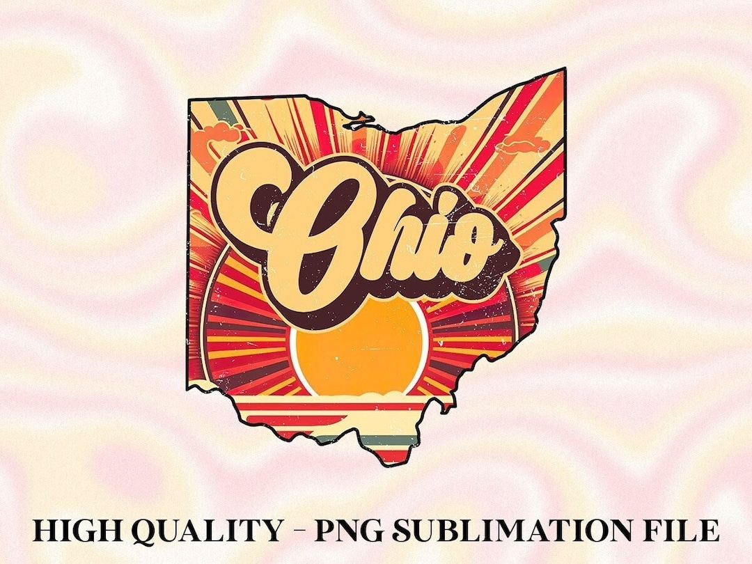 Retro Ohio State Map Png, Ohio State Clipart, Retro Ohio Sublimation ...