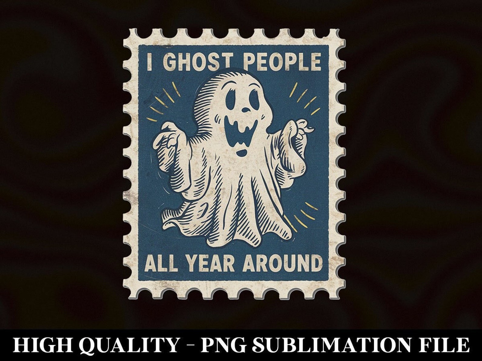 I Ghost People All Year Round Png, Retro Halloween Stamp Png, Retro ...