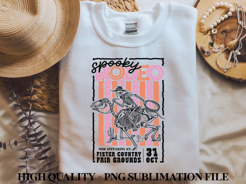 Vintage Halloween Rodeo Poster, Western Halloween Spooky Skeleton ...