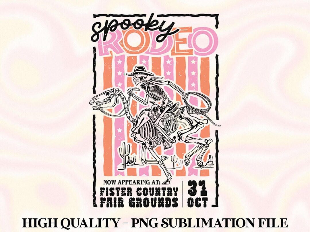 Vintage Halloween Rodeo Poster, Western Halloween Spooky Skeleton ...