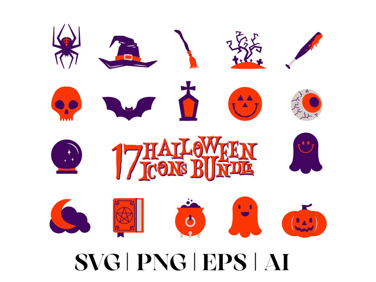 Halloween Clipart Bundle Png, Halloween Clipart Bundle Svg, 18 ...