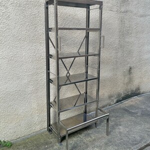 Vintage Mid-century / Industrial Stainless Steel Archival Library Shelf ...