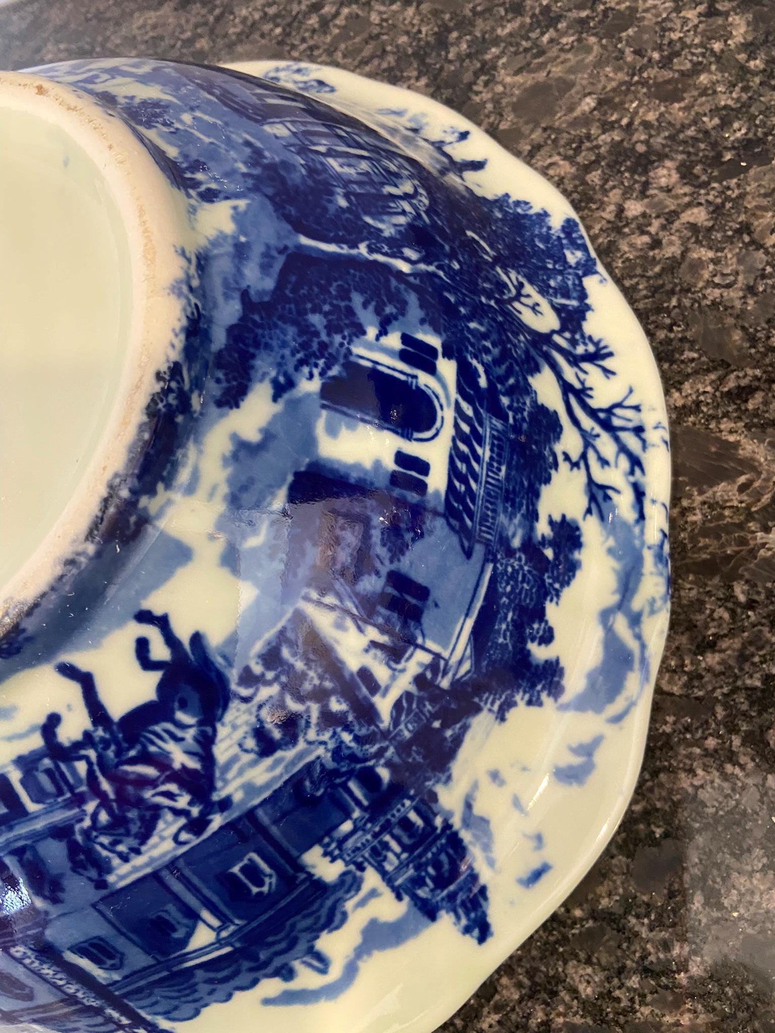 Vintage Ironstone Flow Blue Large Water Pitcher and Basin Victoria Ware ...