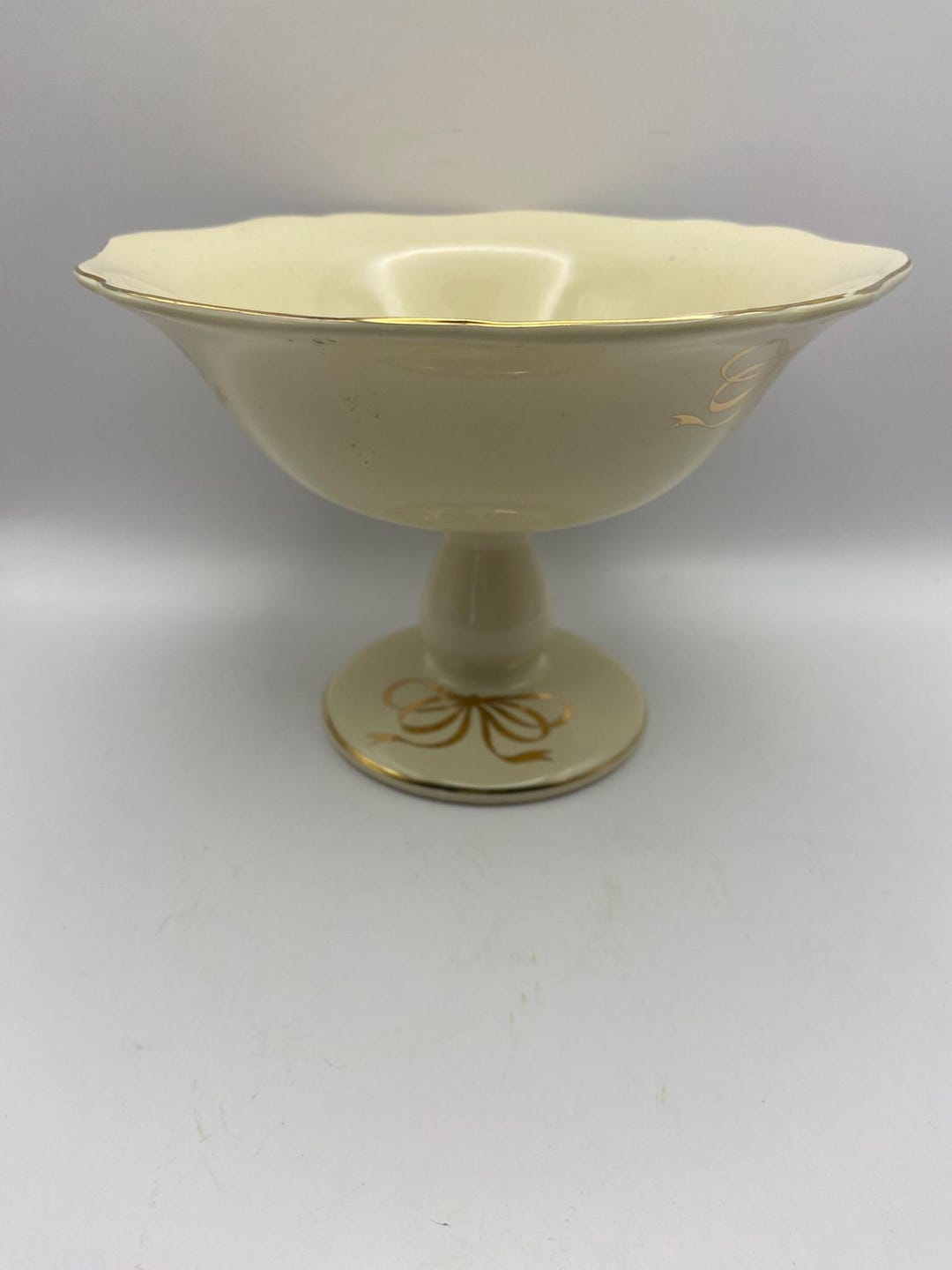 Teleflora Vintage Compote/candy Footed Dish, Beige China, Gold Rim - Etsy