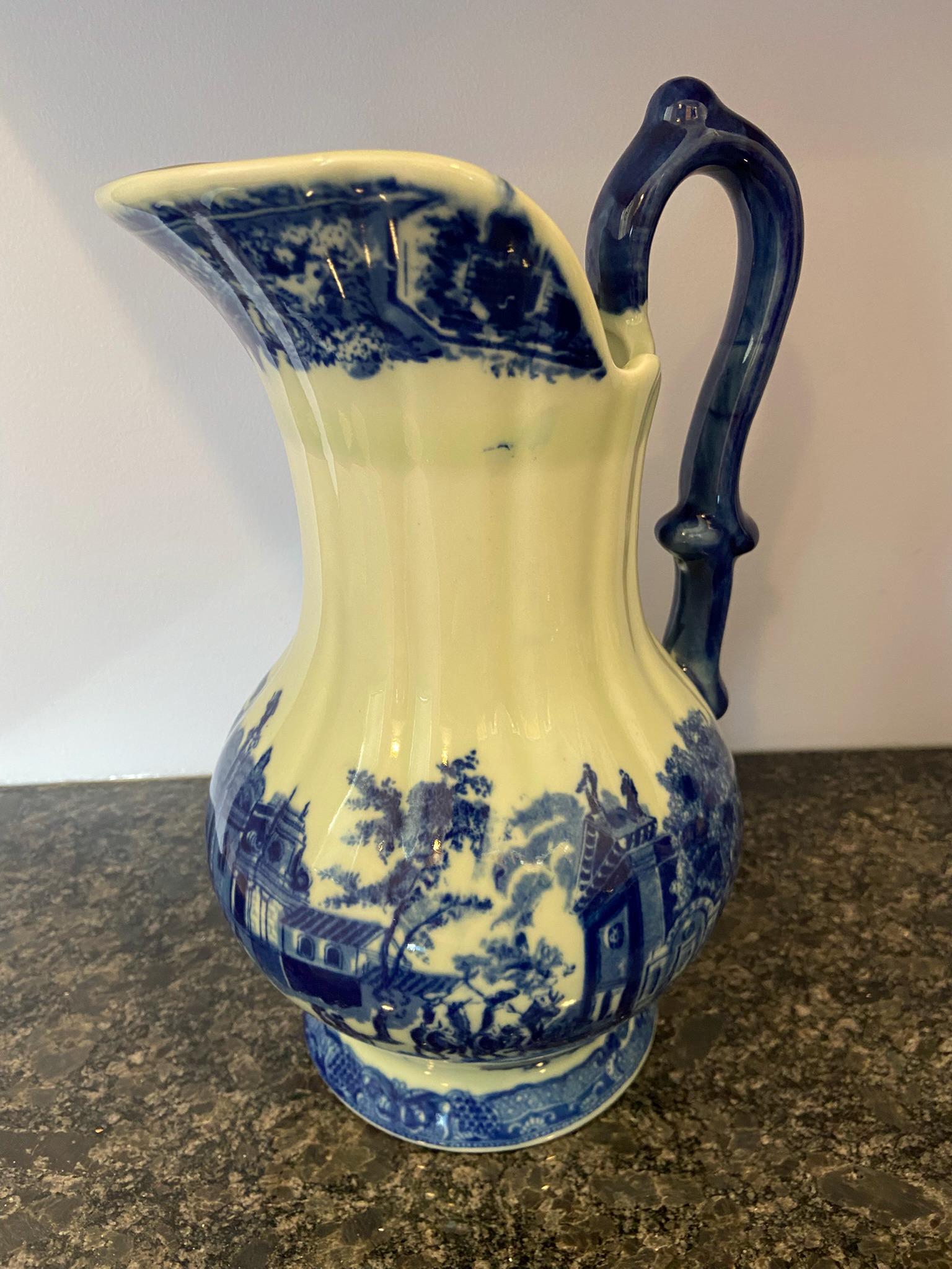 Vintage Ironstone Flow Blue Large Water Pitcher and Basin Victoria Ware ...