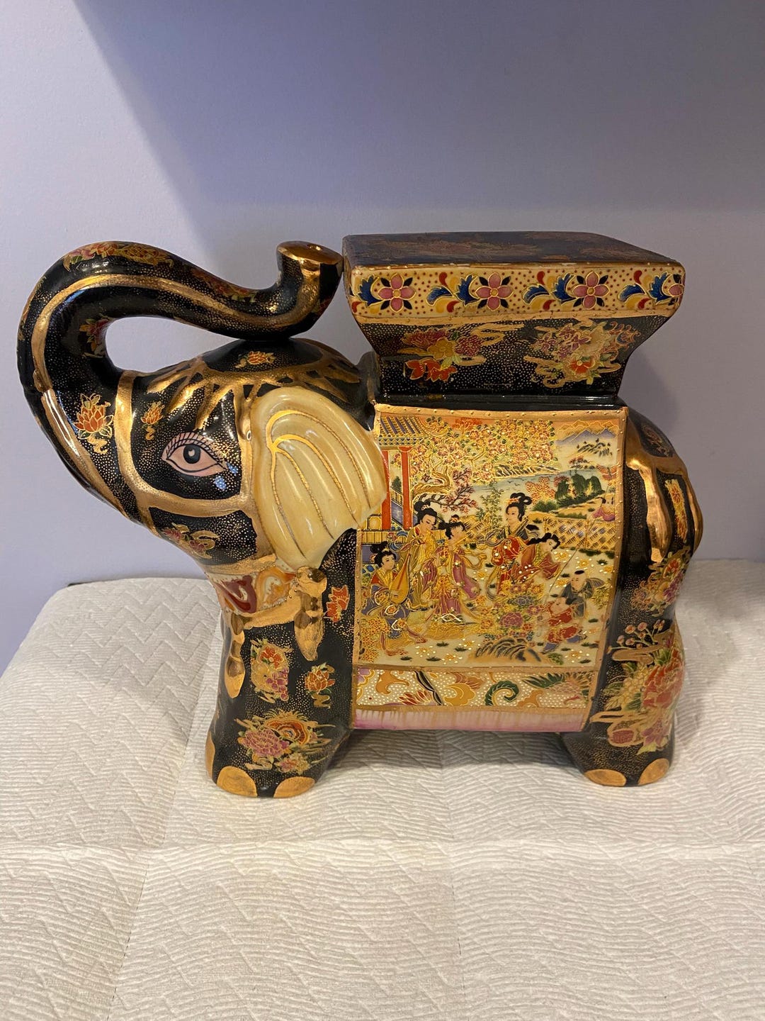 Vintage Satsuma Style Elephant Plant Stand, Asian Decor (11.5") - Etsy