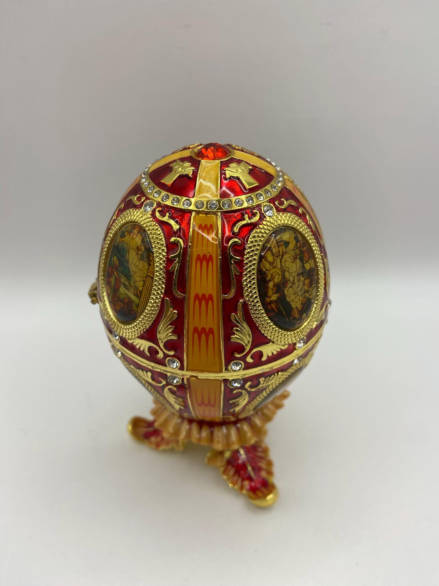 Enamel Faberge Egg Replica , Holy Family Religious Faberge Egg With ...