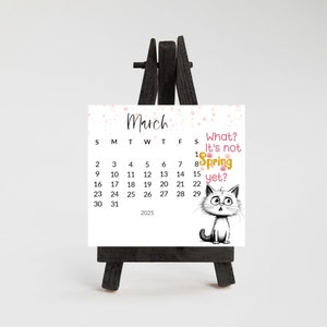2025 Small Desk Funny Cat Calendar Optional Lamination and Wood Display ...