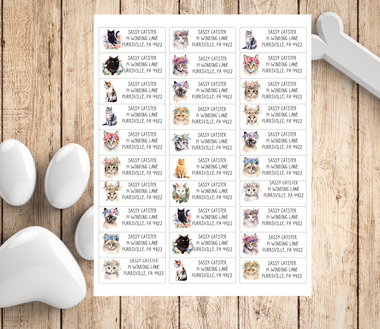 Custom Cat Return Address Label Stickers Round Cat Planner - Etsy