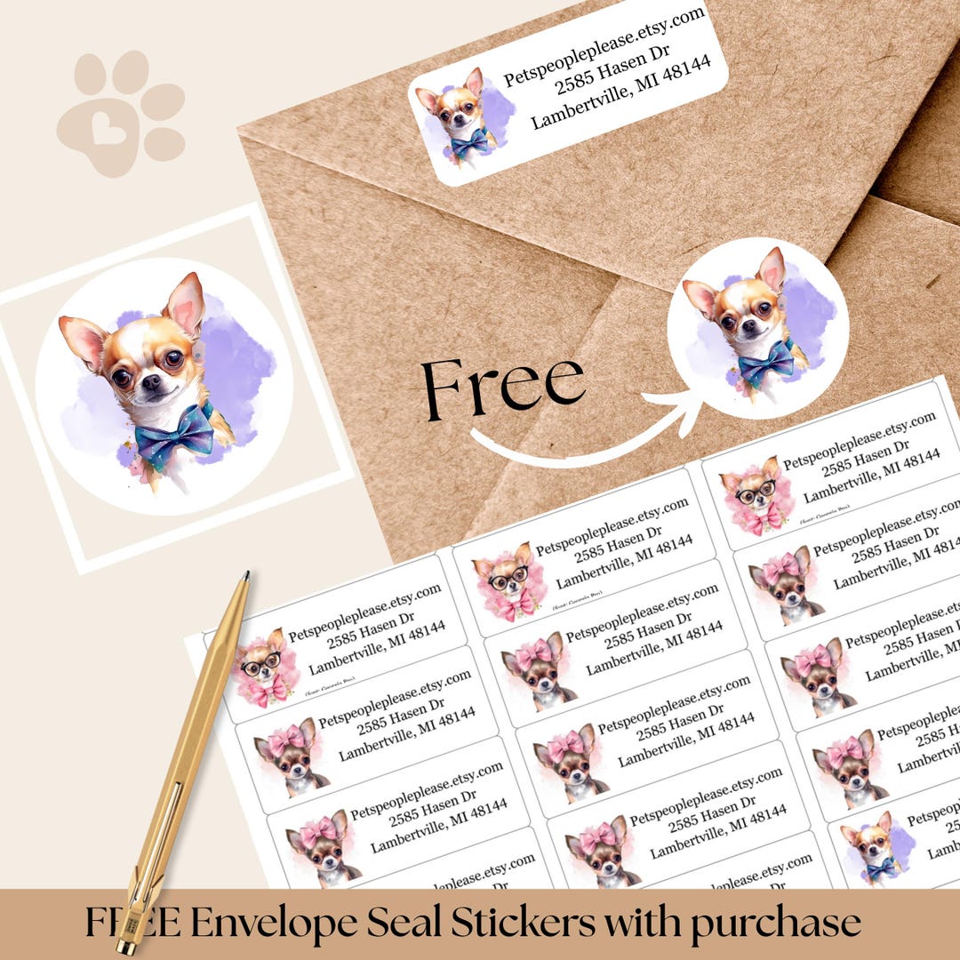 Chihuahua Return Address Labels – Custom Dog Lover Stickers - Etsy