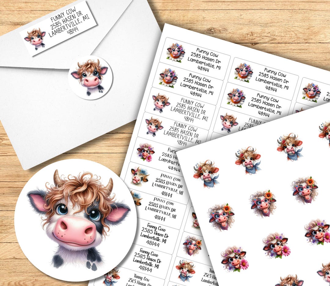 Funny Highland Cow Return Address Labels - Custom Mailing Labels ...