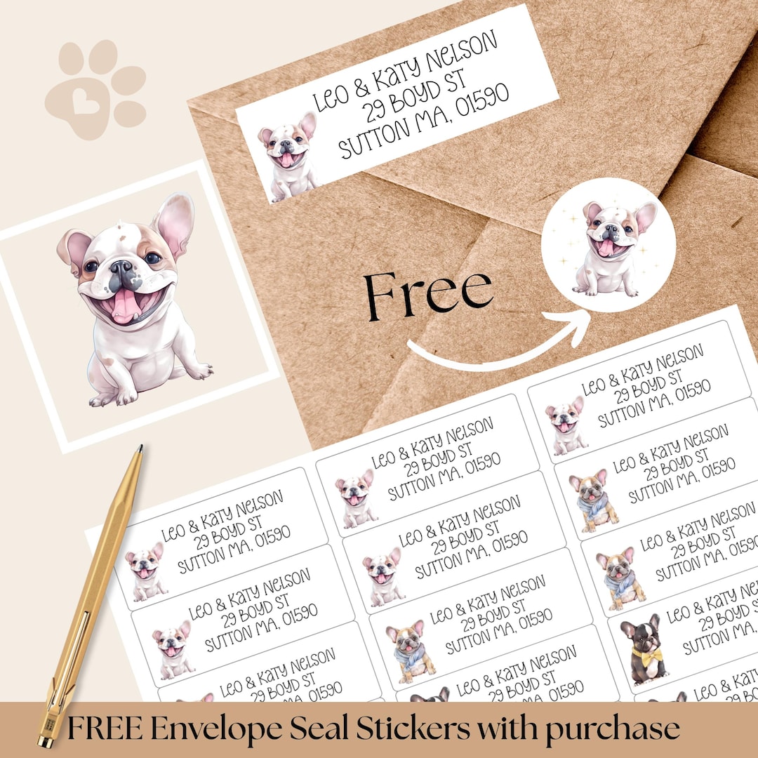 Dog Address Labels French Bulldog - Custom Return Address Mailing ...