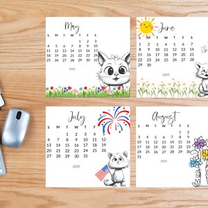 2025 Small Desk Funny Cat Calendar Optional Lamination and Wood Display ...